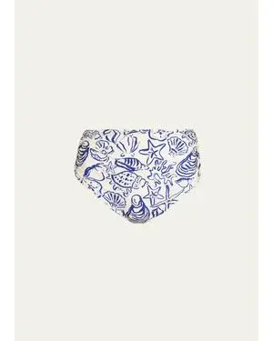 Simkhai Teya Ruched High-rise Bikini Bottoms Blueberry