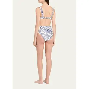 Simkhai Teya Ruched High-rise Bikini Bottoms - Blueberry