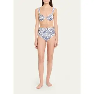 Simkhai Teya Ruched High-rise Bikini Bottoms - Blueberry