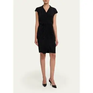 Giorgio Armani Belted Cap-sleeve Jersey Wrap Dress