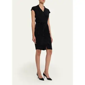 Giorgio Armani Belted Cap-sleeve Jersey Wrap Dress