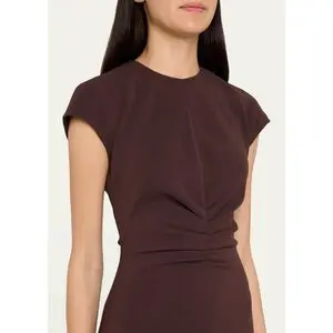 Veronica Beard June Ruched Cap-sleeve Midi Dress