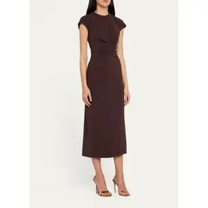 Veronica Beard June Ruched Cap-sleeve Midi Dress