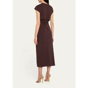 Veronica Beard June Ruched Cap-sleeve Midi Dress