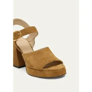 Valentino Garavani 100mm Fawcette Vlogo Suede Platform Sandals - Beige