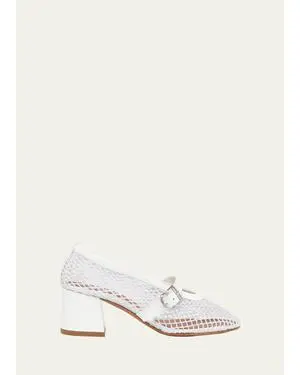 Alaïa 55mm Fishnet Ballerina Pumps - Blanc