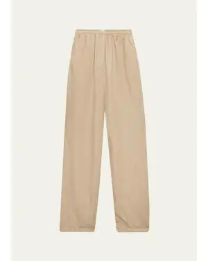 Prada Drawstring Cotton-linen Pants - Grey