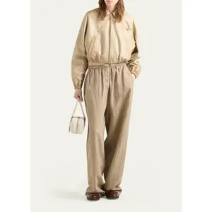 Prada Drawstring Cotton-linen Pants - Grey