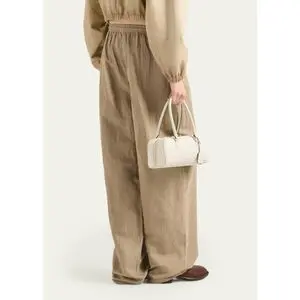 Prada Drawstring Cotton-linen Pants - Grey