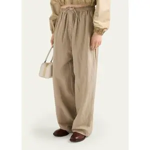 Prada Drawstring Cotton-linen Pants - Grey