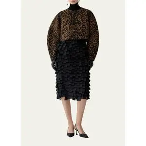 Carolina Herrera Silk Layered Pencil Skirt