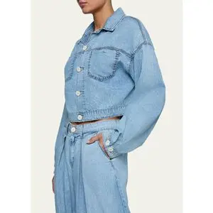 L'Agence Gaines Balloon-sleeve Denim Jacket