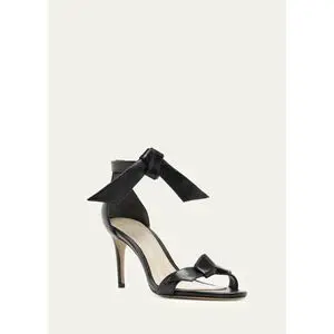 ALEXANDRE BIRMAN 75mm Clarita Leather Bow Ankle-strap Sandals