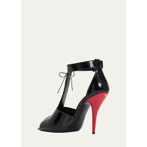 Valentino Garavani 105mm Patent Leather Bustier T-strap Sandals - Nero