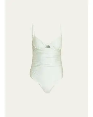 Simkhai Laine Ruched One-piece Swimsuit - Mint