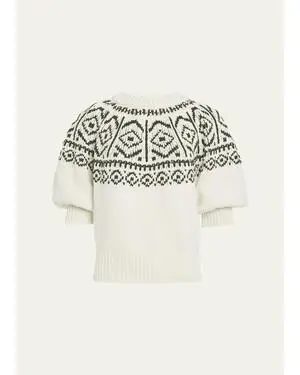 Altuzarra Howard Fair Isle Short Puff-sleeve Sweater