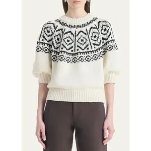 Altuzarra Howard Fair Isle Short Puff-sleeve Sweater