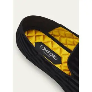 TOM FORD Striped Velvet Loafers - Black