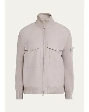 Stone Island Wool And Cotton Hybrid Knit Blouson
