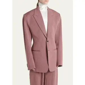 Bottega Veneta Oversized Wool-linen Single-breasted Jacket - Pink