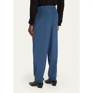 Saint Laurent Silk Habotai Pleated Trousers