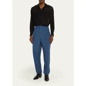 Saint Laurent Silk Habotai Pleated Trousers