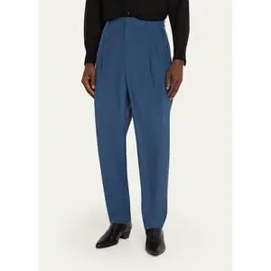 Saint Laurent Silk Habotai Pleated Trousers