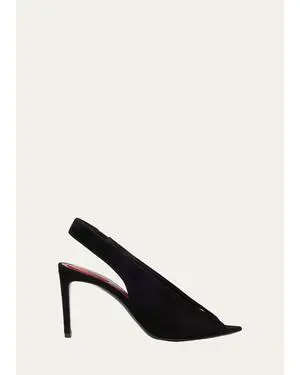 Valentino Garavani 85mm Suede Slingback Sandals - Nero