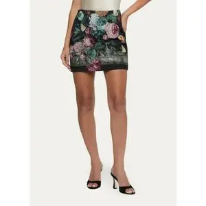 L'Agence Marseille Floral Jacquard Mini Skirt