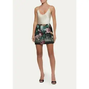 L'Agence Marseille Floral Jacquard Mini Skirt