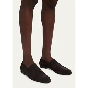 TOM FORD Sean Suede Penny Loafers - Black