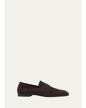 TOM FORD Sean Suede Penny Loafers - Coffee