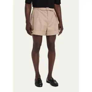 Saint Laurent Wool And Cotton Tailored-fit Belted Shorts