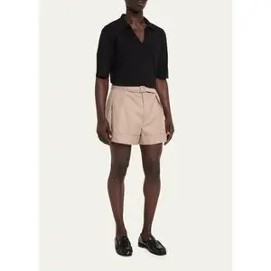 Saint Laurent Wool And Cotton Tailored-fit Belted Shorts