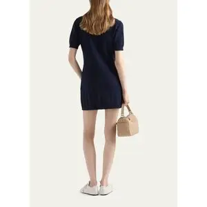 Prada Openwork Cotton Mini Dress - Blue