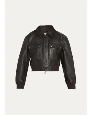 L'Agence Clotilde Leather Bomber Jacket