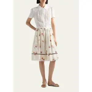 Prada Floral Print Linen Skirt