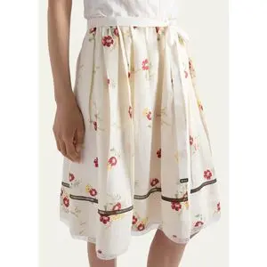 Prada Floral Print Linen Skirt