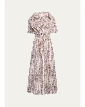 Altuzarra Lydia Abstract-print Waist-tie Midi Shirtdress - Pink