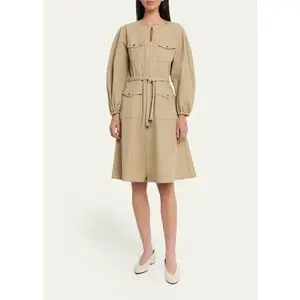 Moncler Pleated Poplin Dress