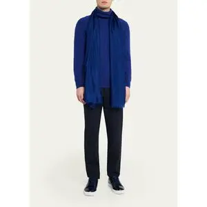PIACENZA CASHMERE 1733 Cashmere Eyelash Fringe Solid Scarf - Cobalt
