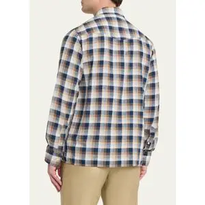Officine Générale Younes Cotton And Linen Plaid Button-down Shirt
