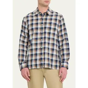 Officine Générale Younes Cotton And Linen Plaid Button-down Shirt