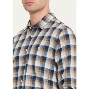 Officine Générale Younes Cotton And Linen Plaid Button-down Shirt