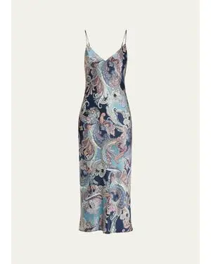 L'Agence Seridie Paisley Mid-length Slip Dress
