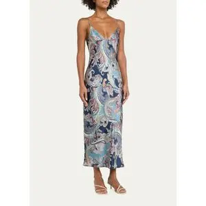 L'Agence Seridie Paisley Mid-length Slip Dress