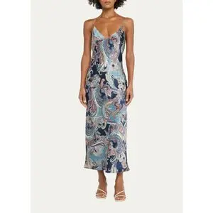 L'Agence Seridie Paisley Mid-length Slip Dress