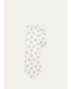 Kiton Geometric Square Silk 7-fold Tie - Blue