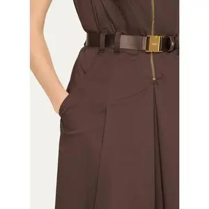 L'Agence Kolton Sleeveless Belted Midi Dress