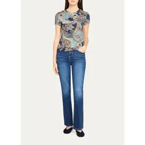 L'Agence Ressi Paisley Short-sleeve Jersey T-shirt - Midnight Multi